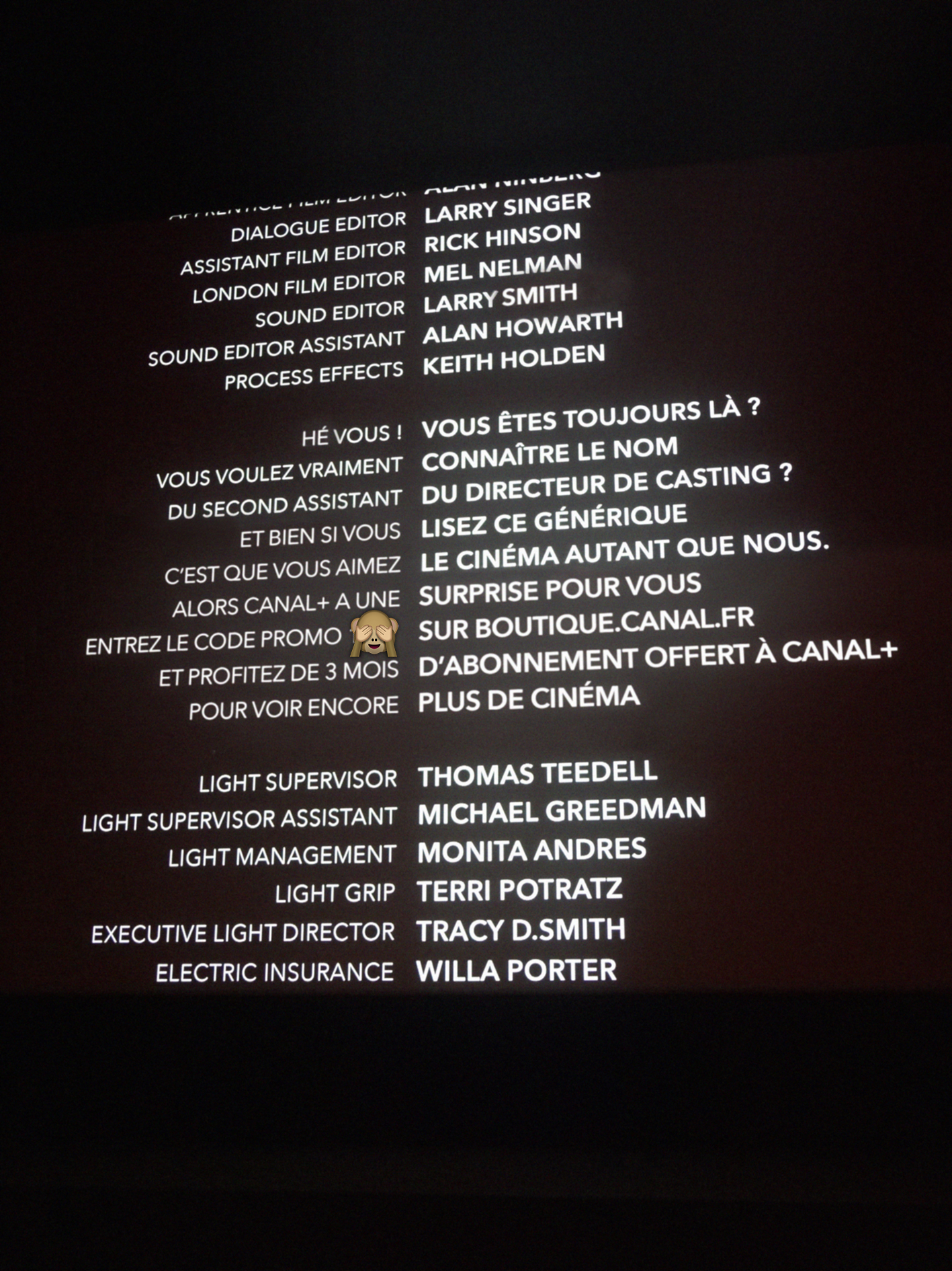 Canal+ cache des codes promos dans les génériques de fin de films